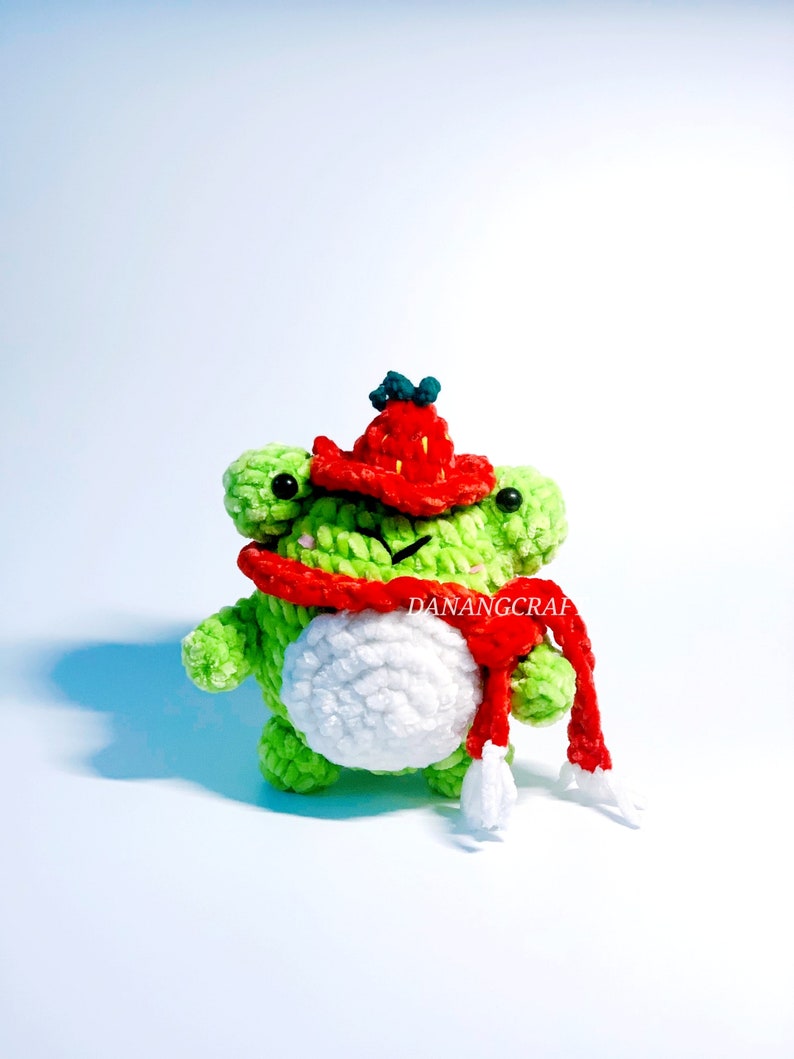 Crochet Strawberry Frog, Christmas Frog Crochet, Strawberry Frog Plush ...