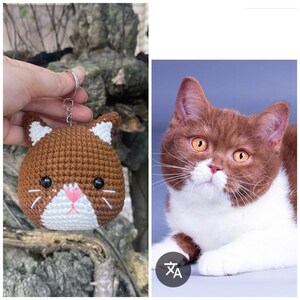 Custom Cat Keychain, Cat Bag Charm, Custom Crochet Cat, Cat Head ...