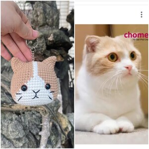 Custom Cat Keychain, Cat Bag Charm, Custom Crochet Cat, Cat Head ...