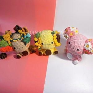 Crochet Axolotl Plush, Amigurumi Axolotl, Axolotl Stuffed Animal ...