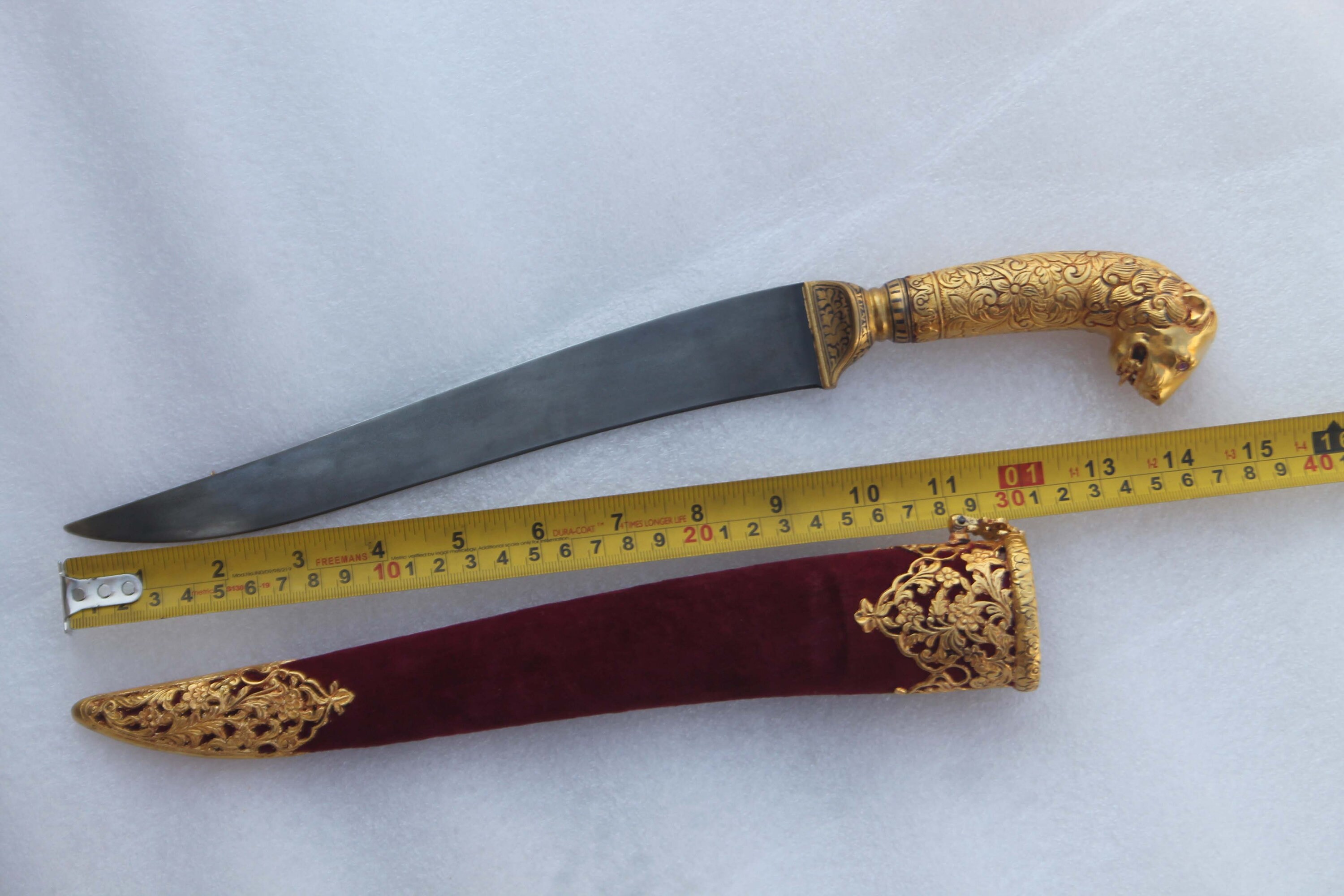 V.v Rare Old Vintage Mughal Indo-persian Gold Gilt Copper Dagger Lion ...