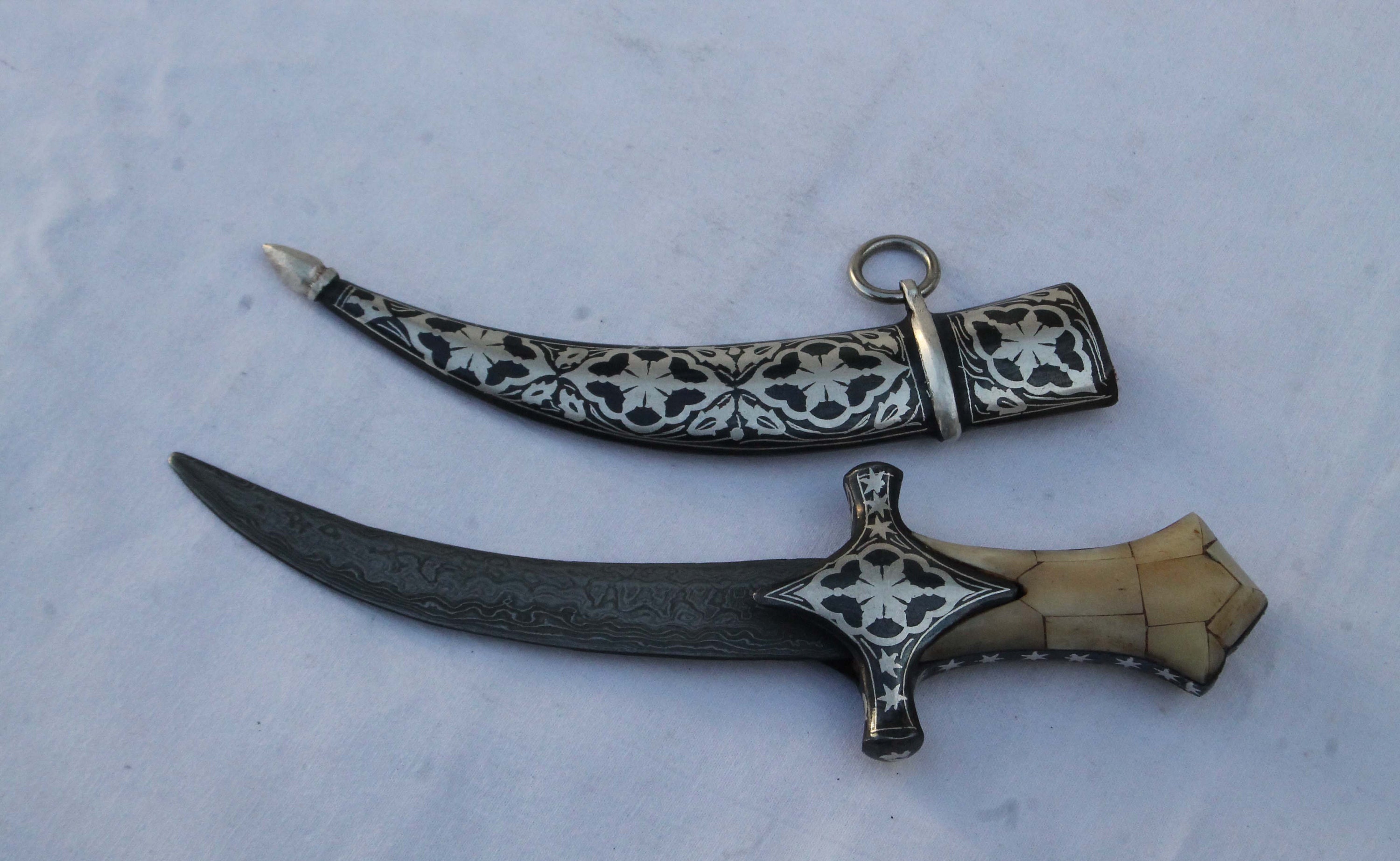 Fine Vintage Maughal silver inlaid wedding dagger khanjar | Etsy
