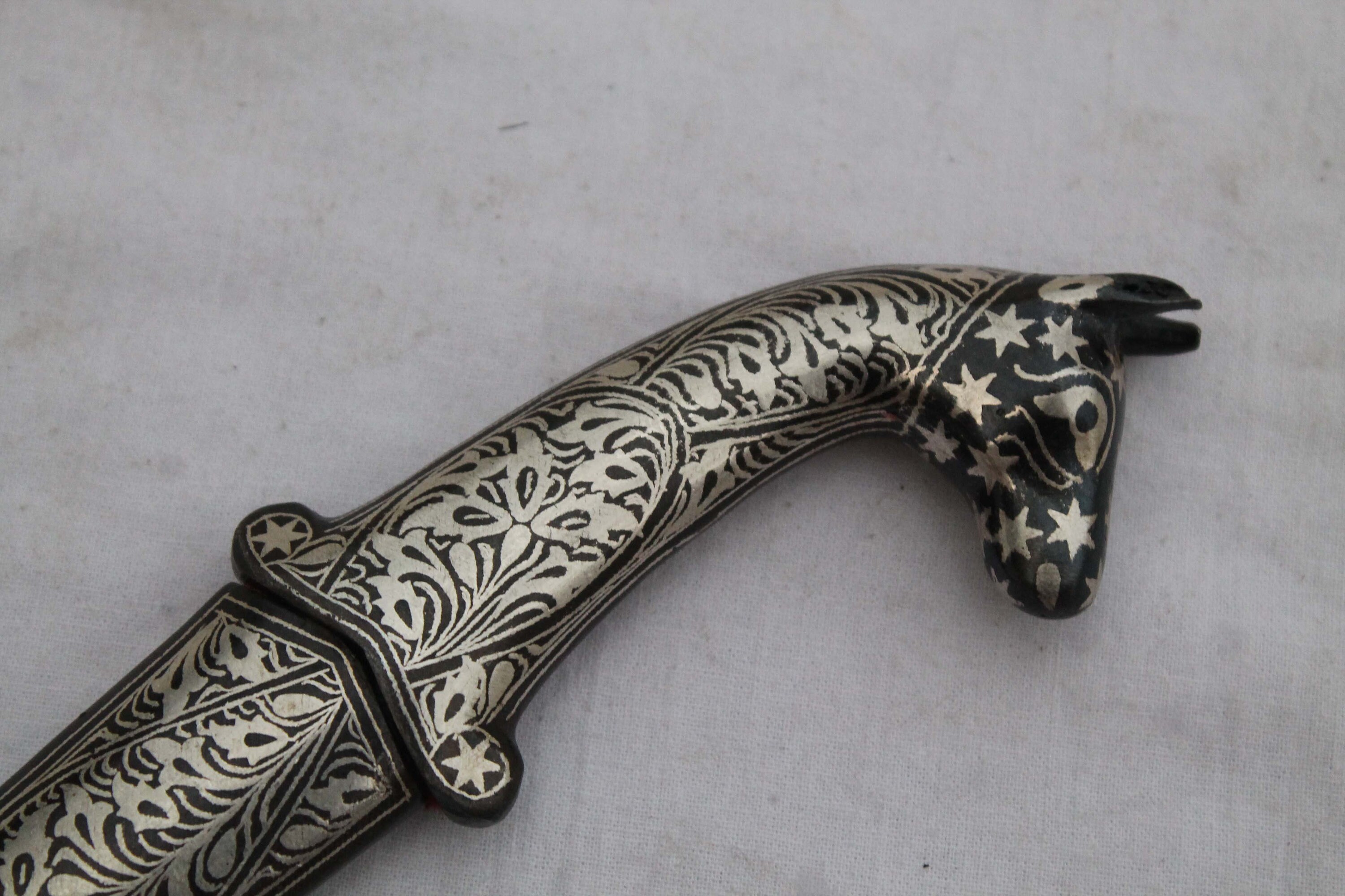 Old Vintage Maughal Indo-persian Silver Inlaid Dagger Khanjar - Etsy