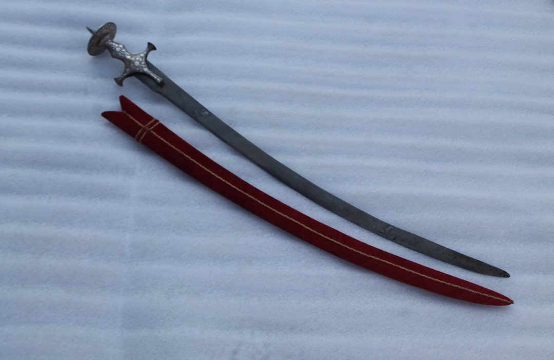 Old Vintage Mughal Rajput Sikh Traditional Silver Damascened Sword ...