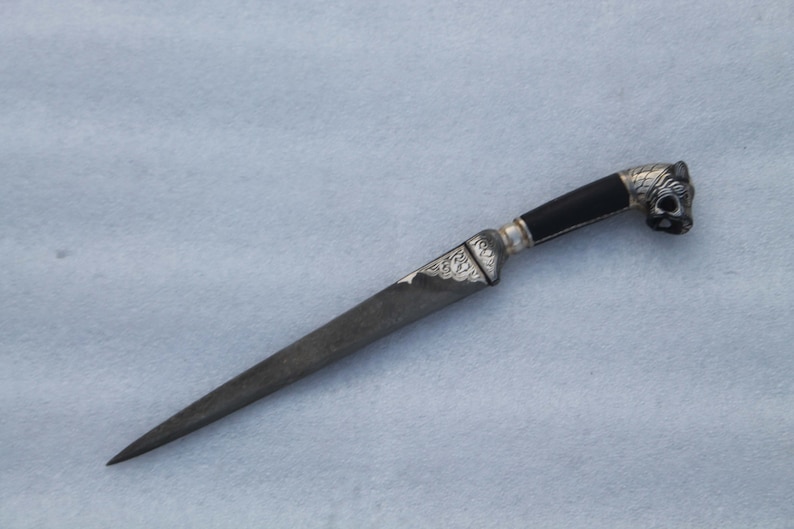 Mughal Indo-persian Sikh Kaur Kard Dagger Lion Head Handle Knife ...