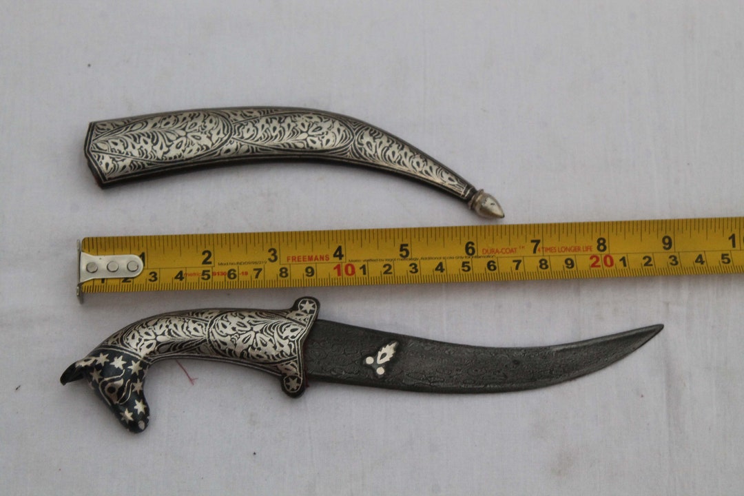 Old Vintage Maughal Indo-persian Silver Inlaid Dagger Khanjar - Etsy