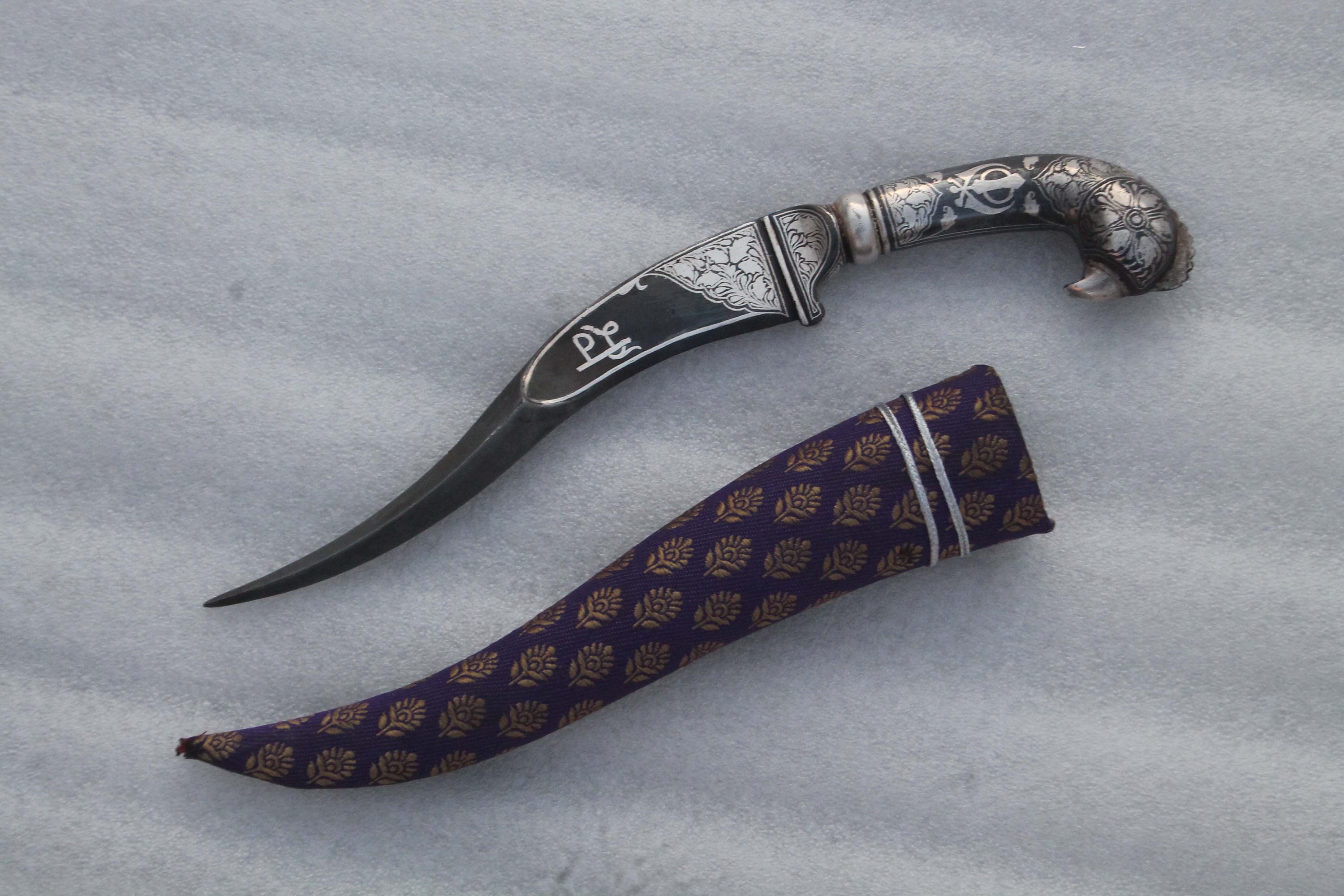 Vintage indo persian mughal rajput bone hand grip dagger with silver ...