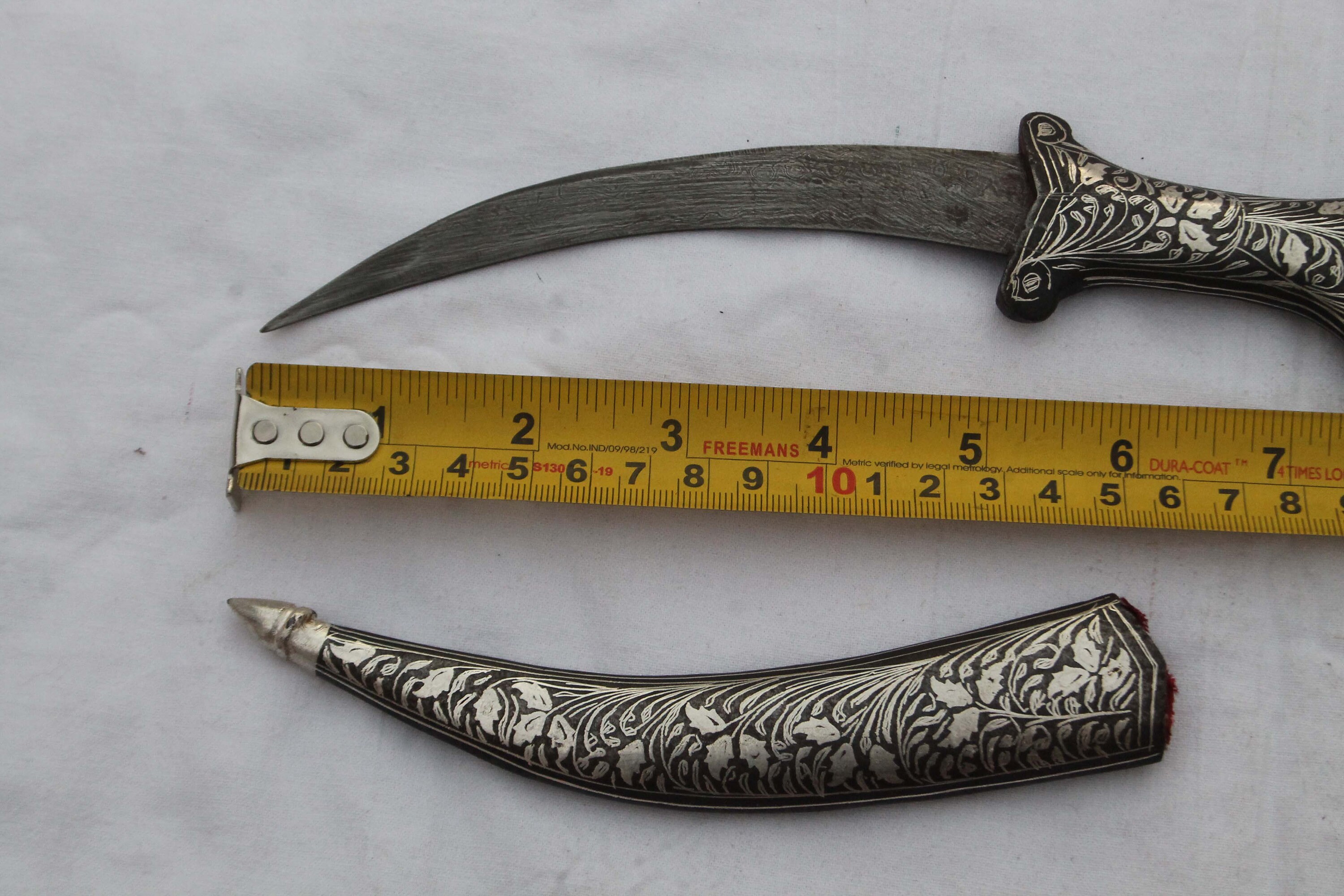 Vintage Mughal Silver Inlay Wedding Dagger Khanjar Jambiya Knife Iron ...