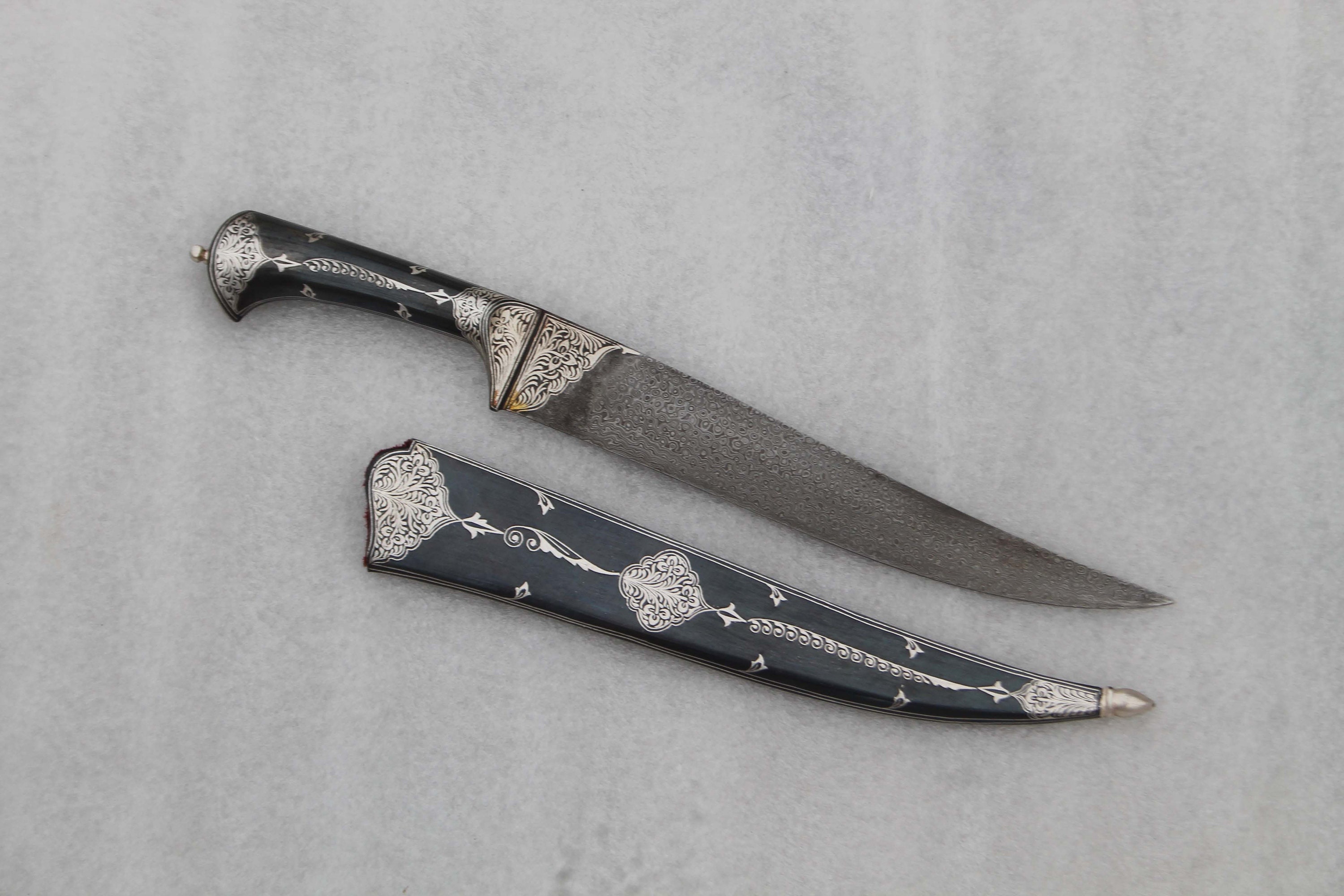 Maughal Indo-persian Ottoman Silver Inlaid Pesh-kabz Kard Dagger ...