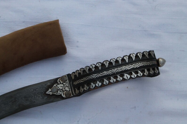 Vintage Mughal Indo-persian South Indian Silver Damacened Curve Blade ...
