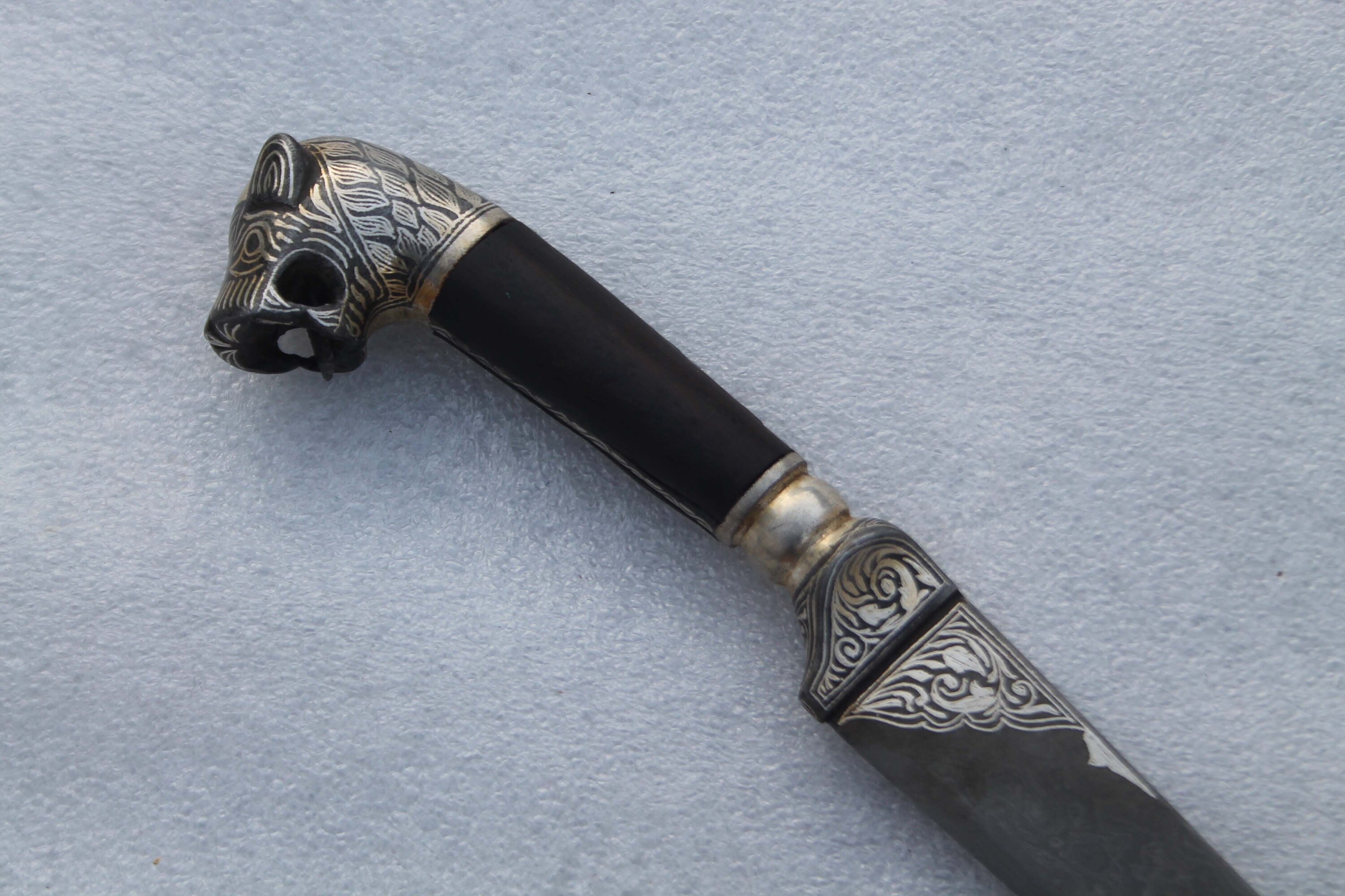 Mughal Indo-persian Sikh Kaur Kard Dagger Lion Head Handle Knife ...