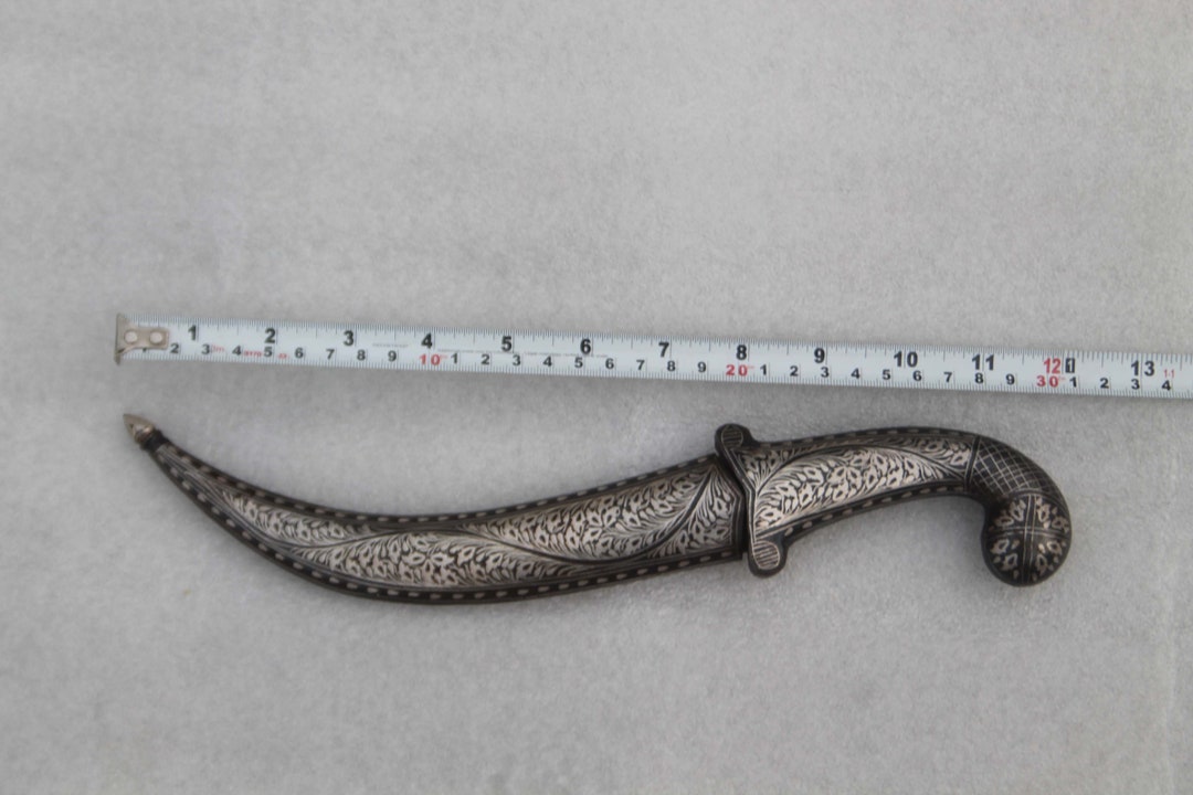 Old Vintage Maughal Islamic Silver Inlaid Wedding Dagger Khanjar Knife ...