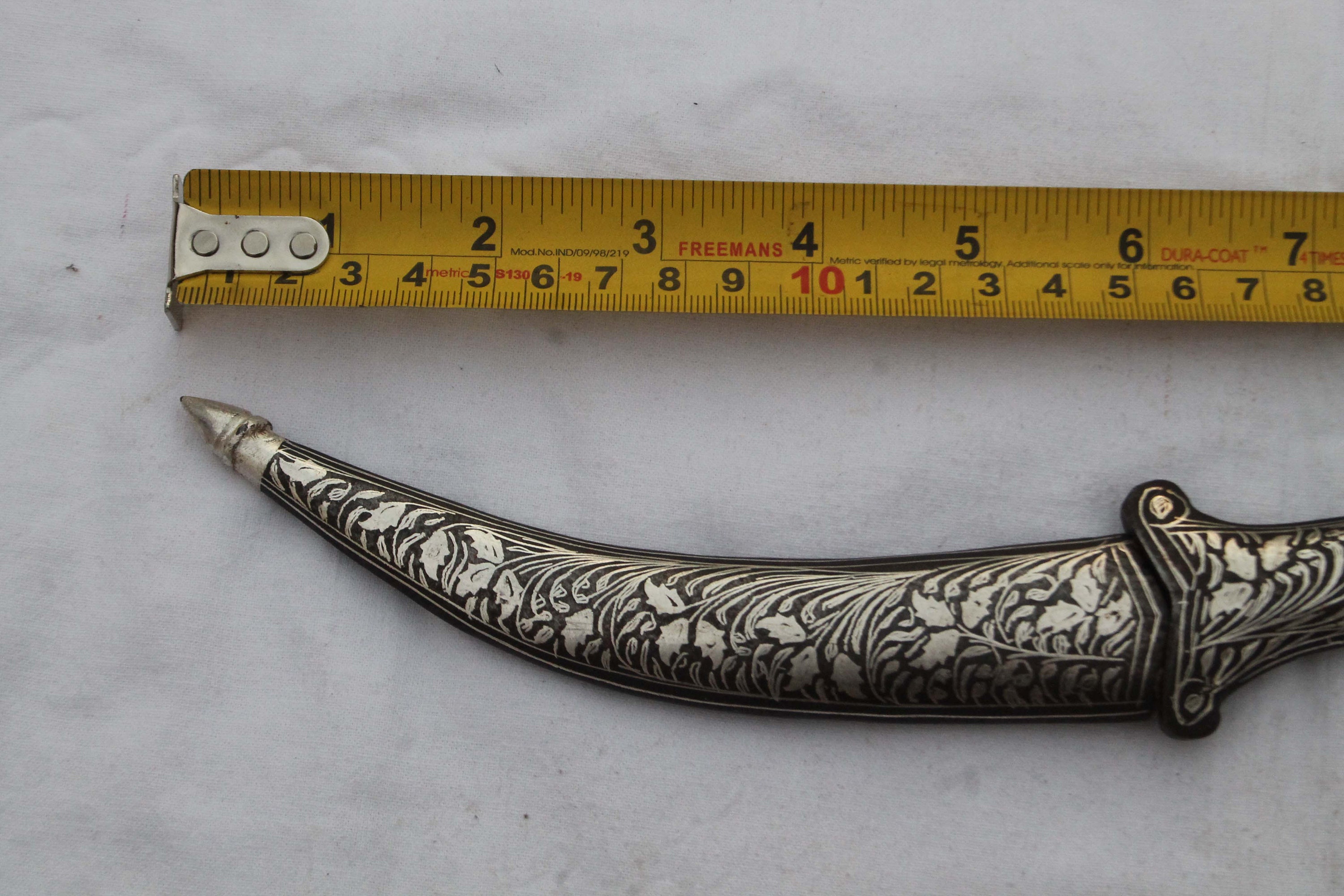 Vintage Mughal Silver Inlay Wedding Dagger Khanjar Jambiya Knife Iron ...