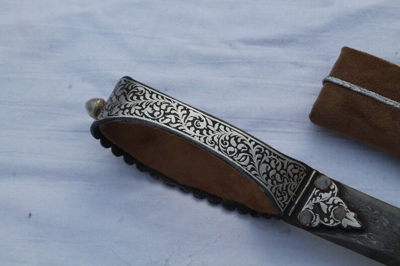 Vintage Mughal Indo-persian South Indian Silver Damacened Curve Blade ...
