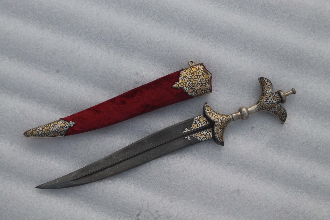 Old Vintage Mughal Indo-persian South Indian Gold & Silver Damacened ...