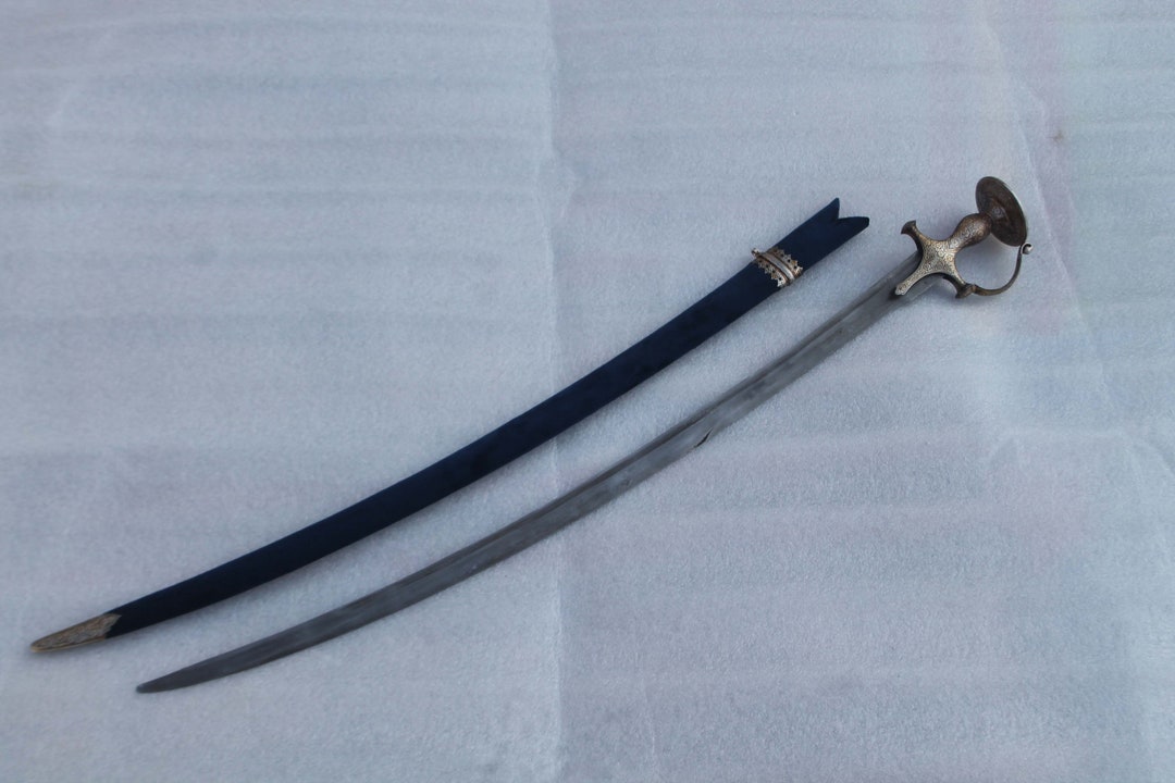 Old Vintage Mughal Rajput Traditional Gold& Silver Damascened Tulwar ...