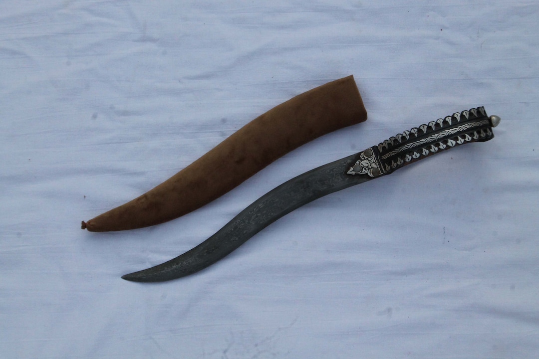 Vintage Mughal Indo-persian South Indian Silver Damacened Curve Blade ...