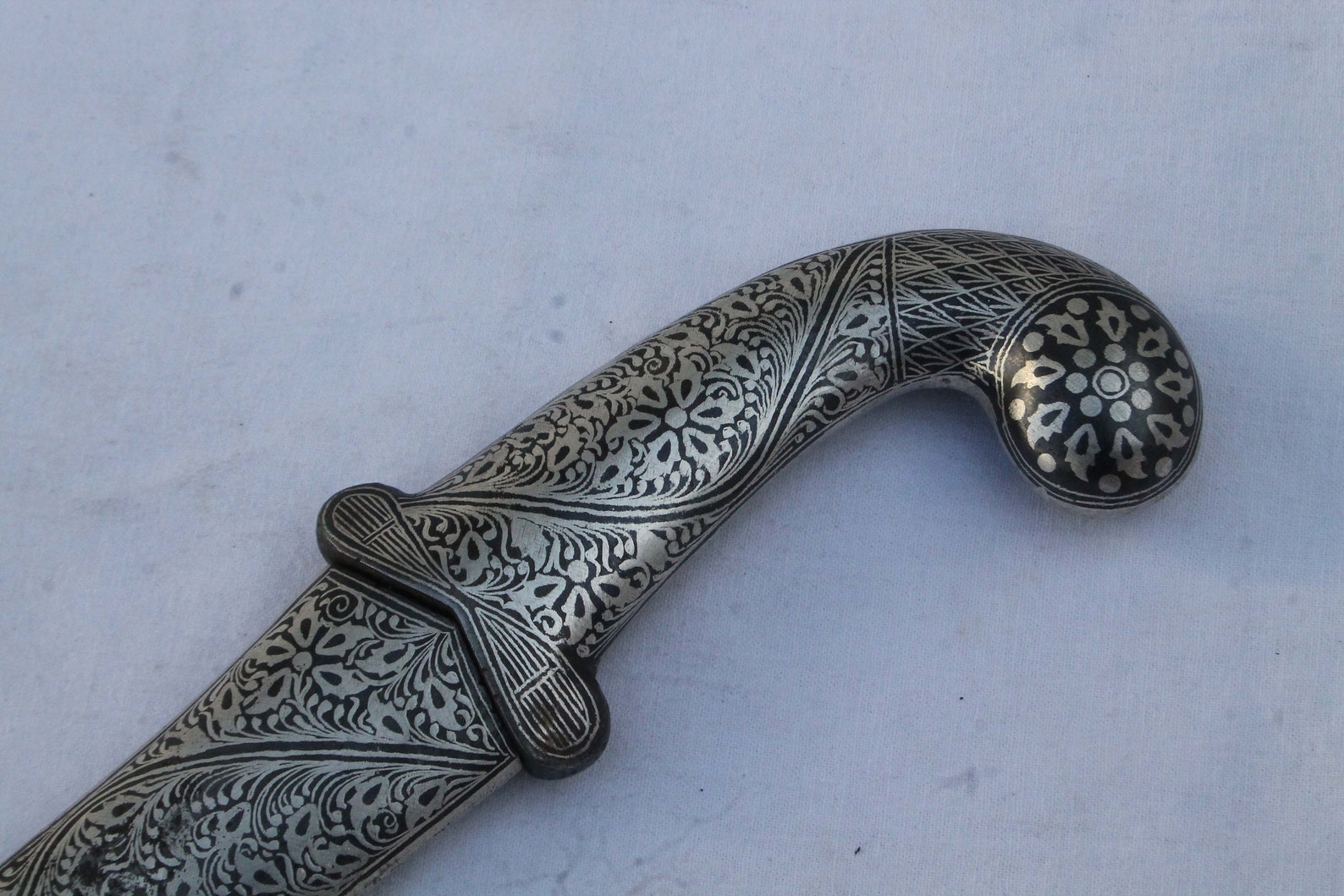 Vintage Maughal silver inlaid wedding dagger khanjar knife | Etsy