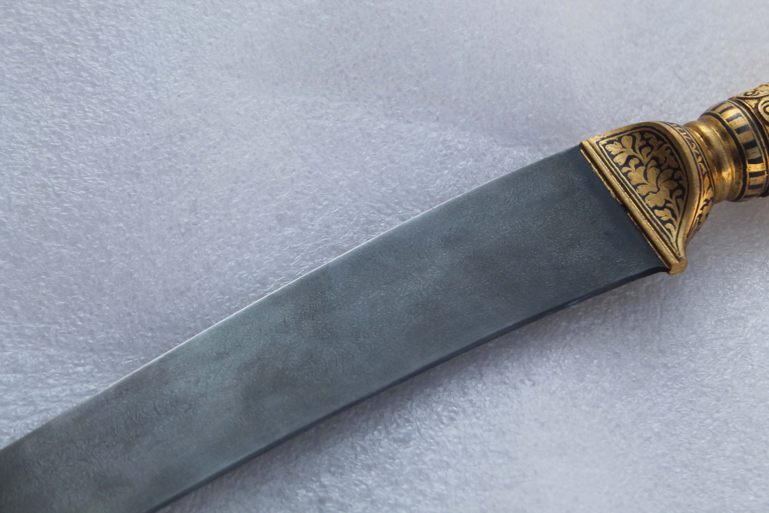 V.v Rare Old Vintage Mughal Indo-persian Gold Gilt Copper Dagger Lion ...