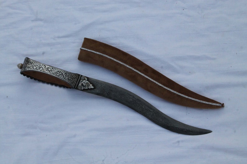Vintage Mughal Indo-persian South Indian Silver Damacened Curve Blade ...