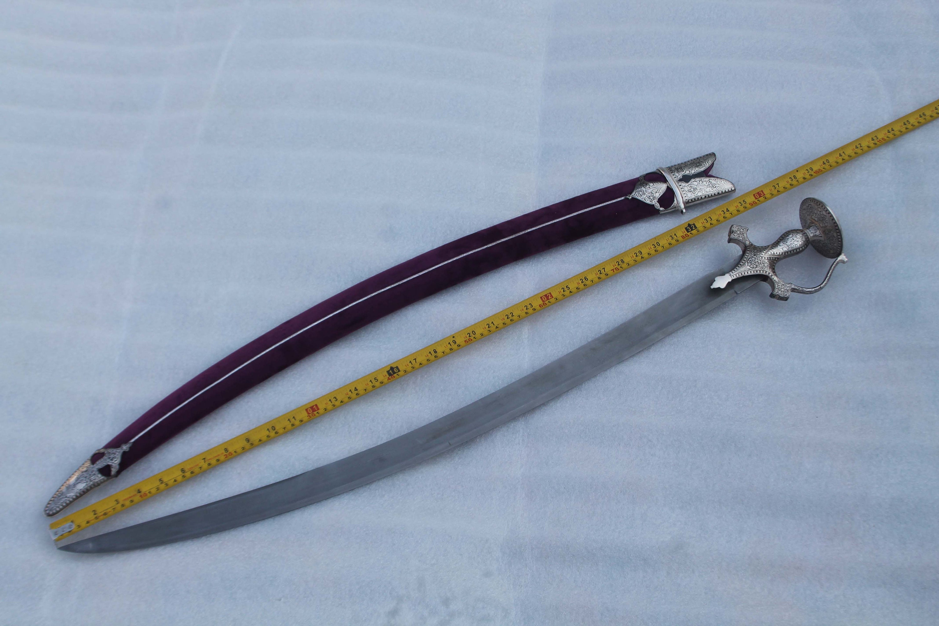 Old Vintage Mughal Rajput Traditional Silver Damascened Sword /tulwar ...