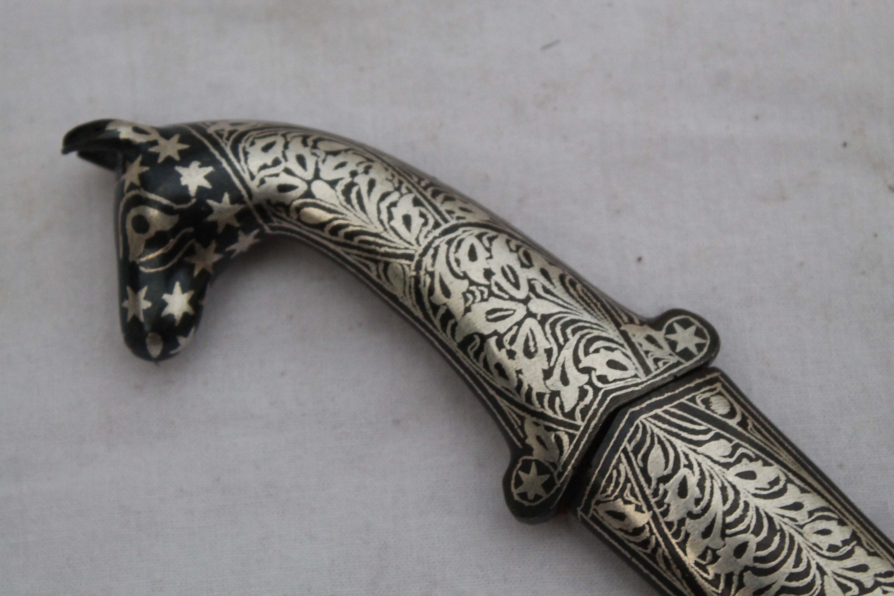 Old Vintage Maughal Indo-persian Silver Inlaid Dagger Khanjar - Etsy