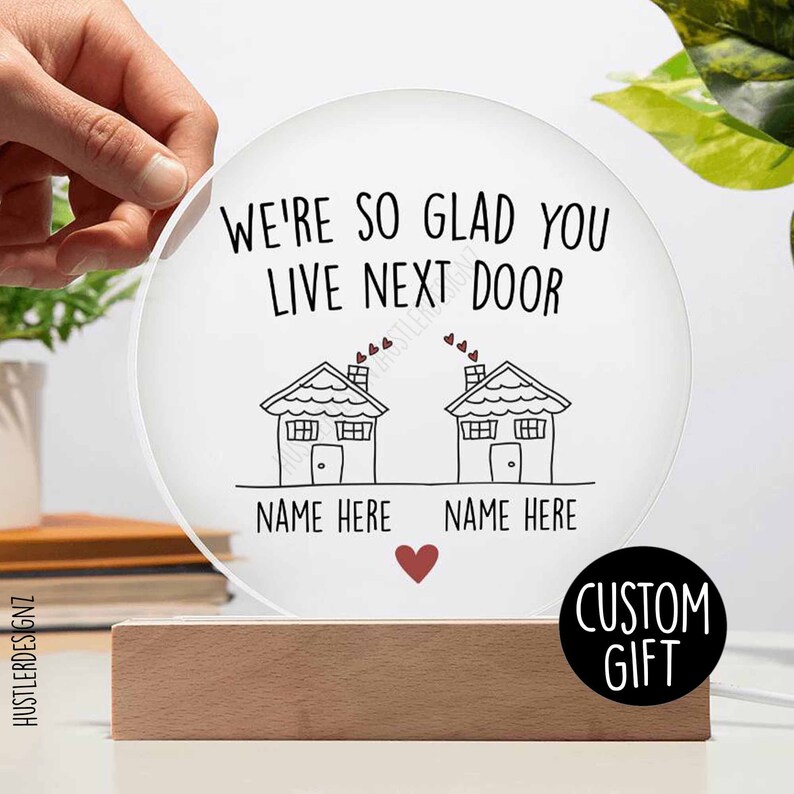 We're so Glad You Live Next Door Plaque Personalized - Etsy