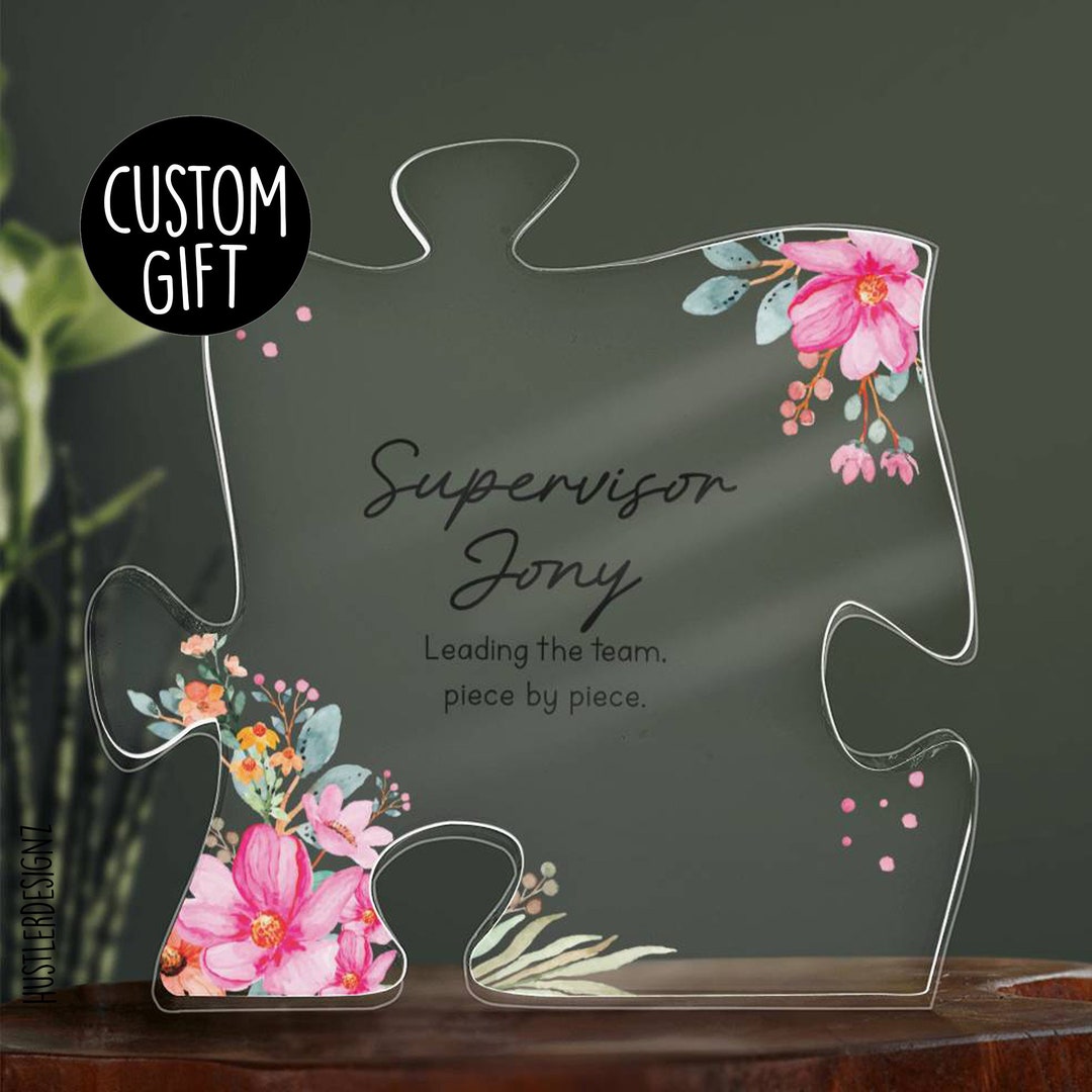 Supervisor Gift, Puzzle Piece Plaque, Leading the Team Piece by Piece ...