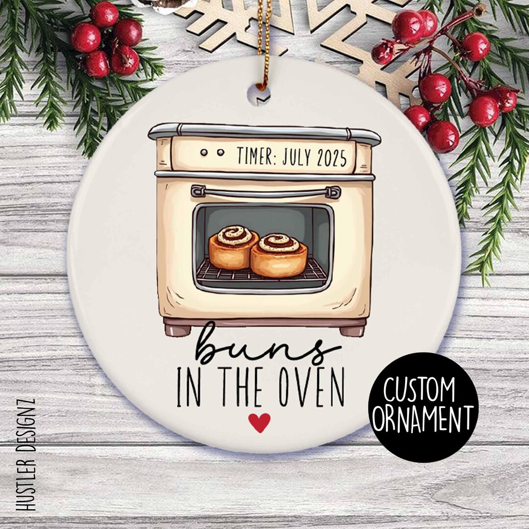 Twin Pregnancy Announcement Ornament: Buns in Oven, Custom Due Date - Etsy