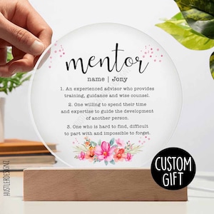 Personalized Mentor Acrylic Plaque - Custom Mentor Appreciation Gift - Thank You Gift for ...