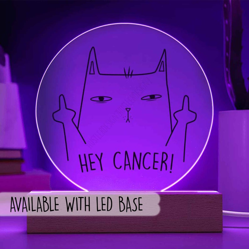 Personalized Cancer Cat Middle Finger Plaque: Triumph Over Cancer Gift ...