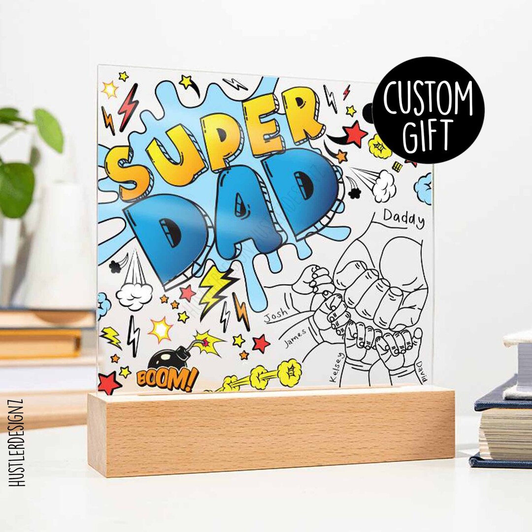 Personalized Super Dad First Bump Acrylic Plaque - Comic Pop Art ...