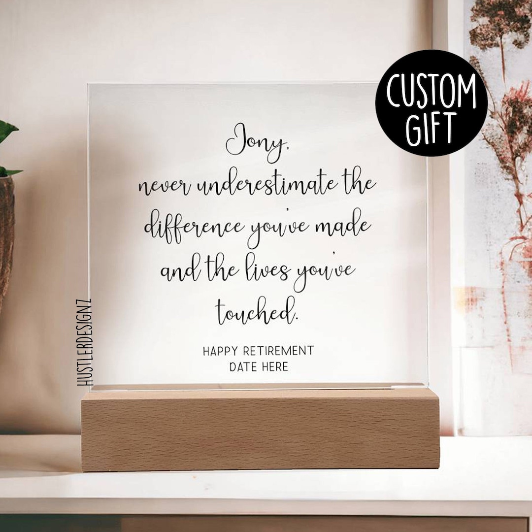 Custom Retirement Plaque: Acrylic Farewell Gift With LED Base - Etsy
