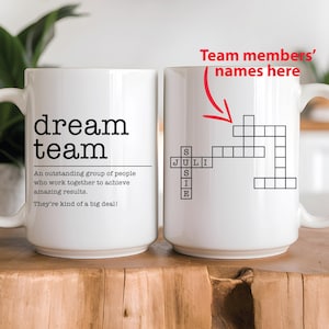 Personalized Dream Team Crossword Mug - Custom Office Team Gift ...