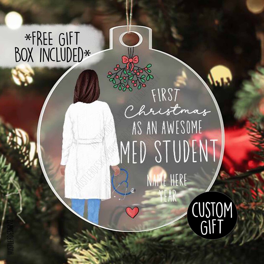 Personalized Medical Student Gift: Acrylic Christmas Ornament Gift Box ...