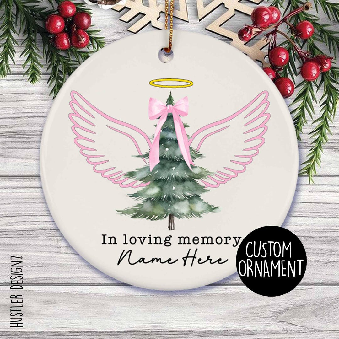 In Loving Memory Breast Cancer Memorial Ornament: Ceramic Pink Ribbon ...