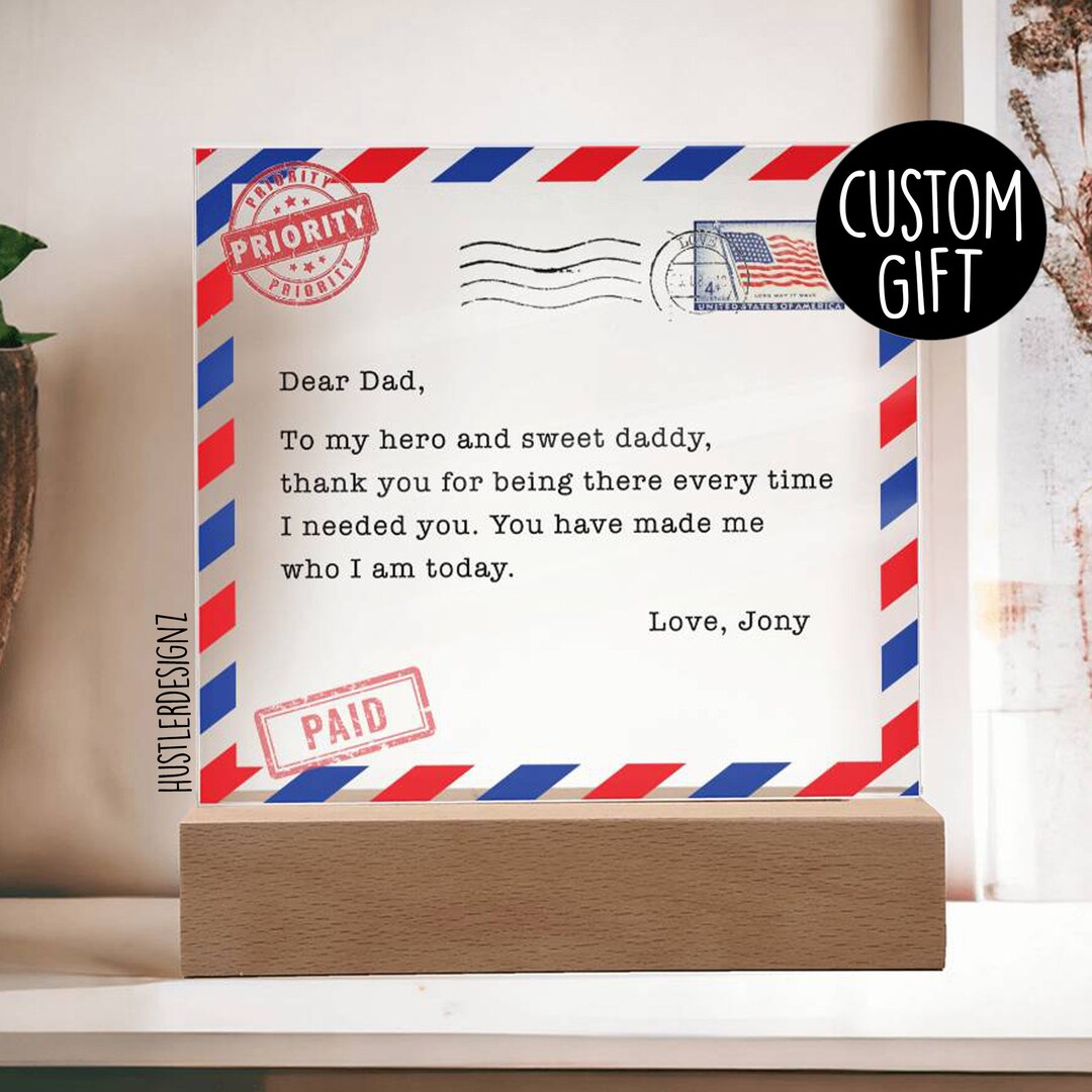 Letter to My Dad Plaque Gift, Personalized Gifts, Postcard Frame, Dad ...