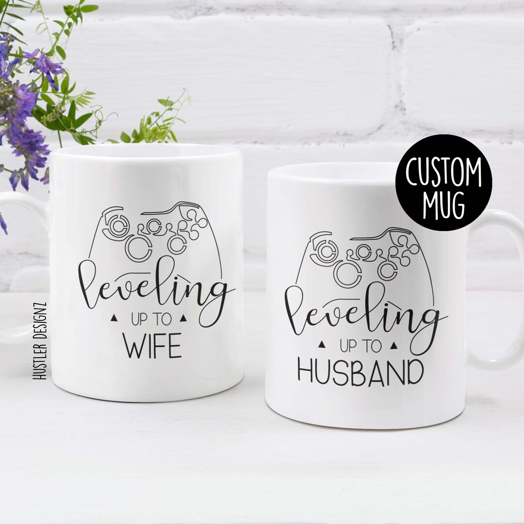 Leveling up to Husband and Wife, Husband Wife Mug Set, Gamer Gifts for ...