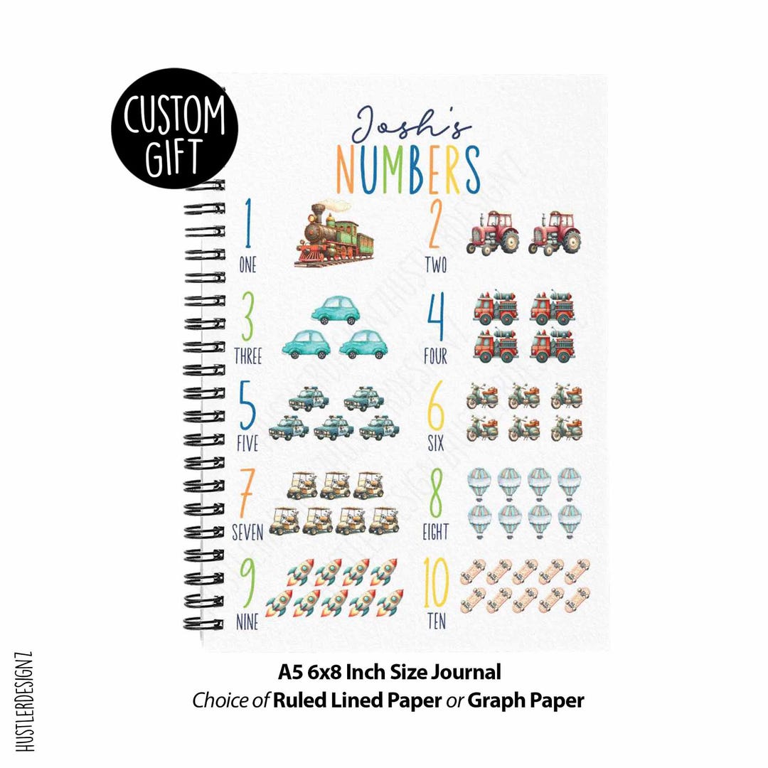 Personalized Math Numbers Boys Notebook Custom Name Journals ...