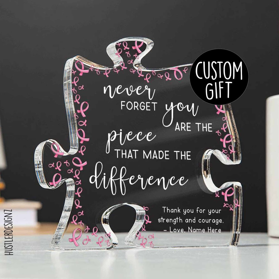 Personalized Breast Cancer Acrylic Puzzle Piece Plaque - Custom Breast ...
