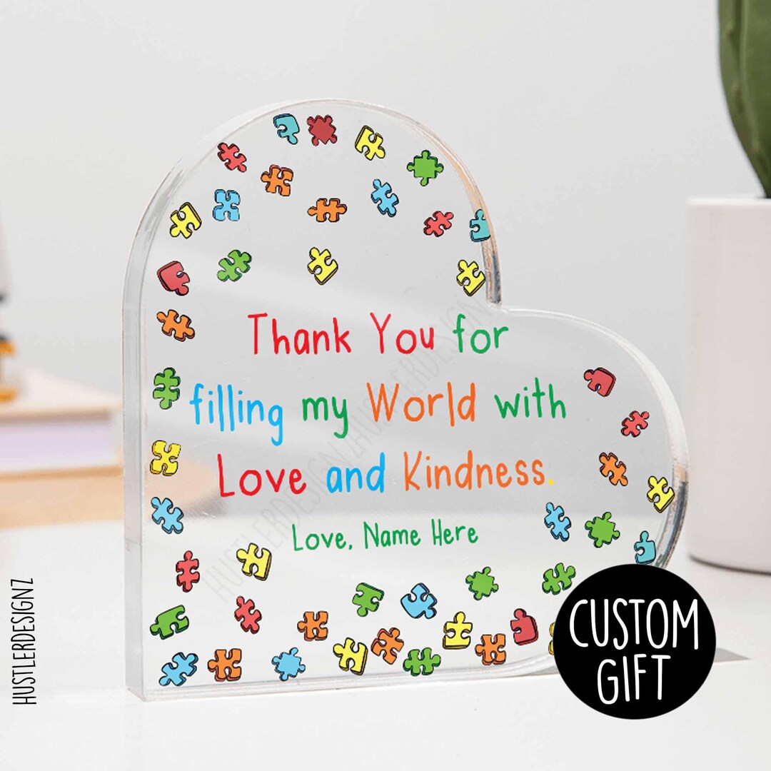 Colorful Autism Heart Acrylic Plaque - Personalized Autism Awareness ...