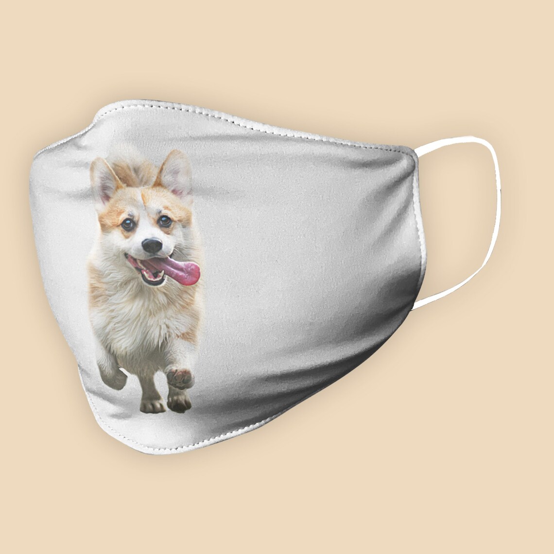 Corgi Mask Corgi Face Mask Welsh Corgi Mask Corgi Print | Etsy