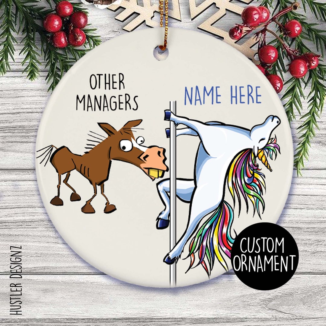 Personalized Funny Manager Ornament: Unicorn Vs Horse, Sarcastic Boss ...