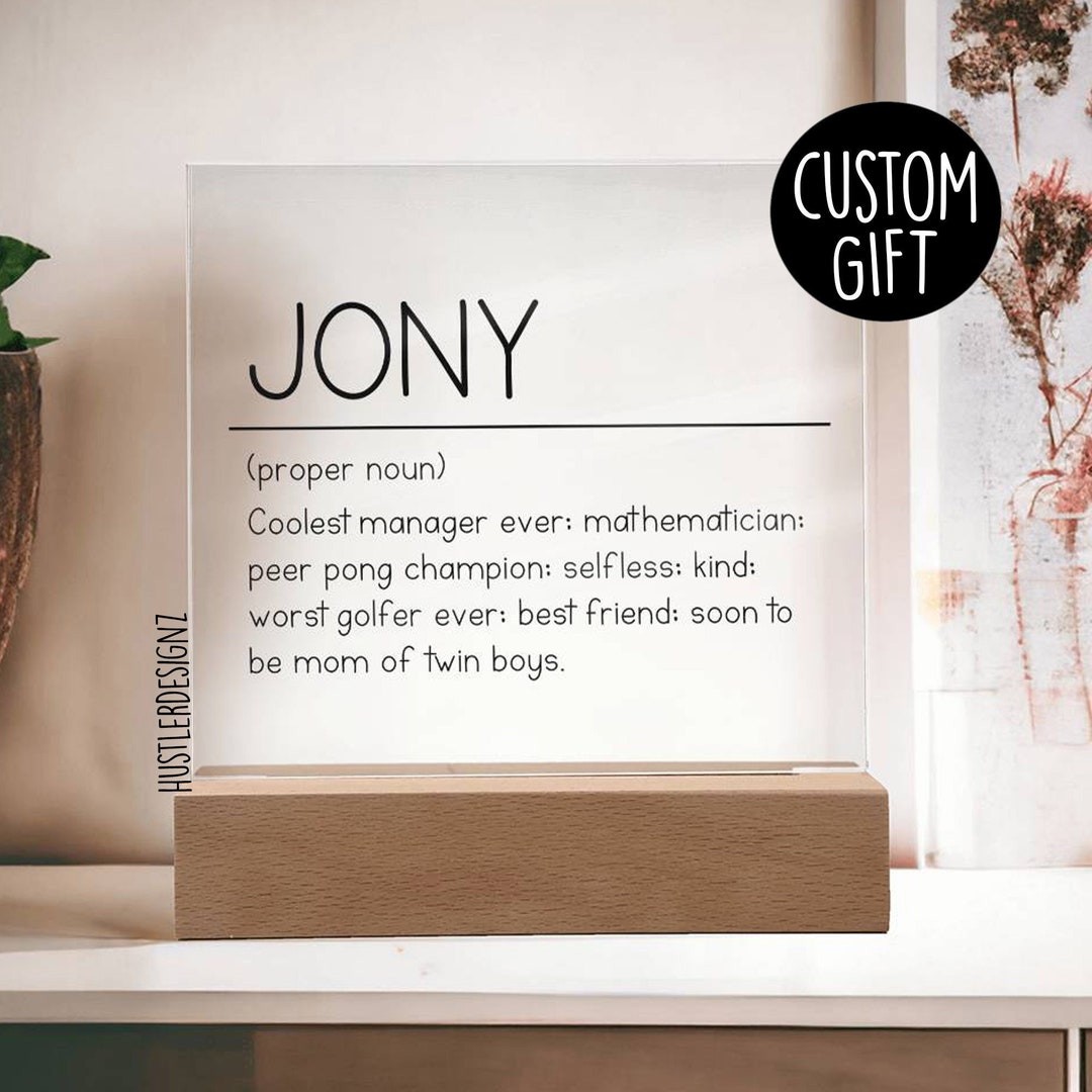 Personalized Name Dictionary Print - Acrylic Square Plaque - Unique ...