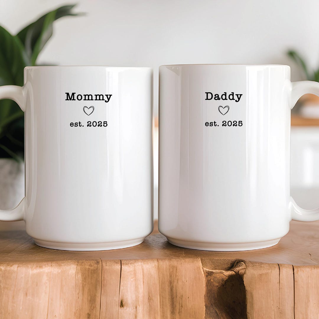 Mommy and Daddy Est Mug Set – New Parent Gift – Personalized Coffee ...