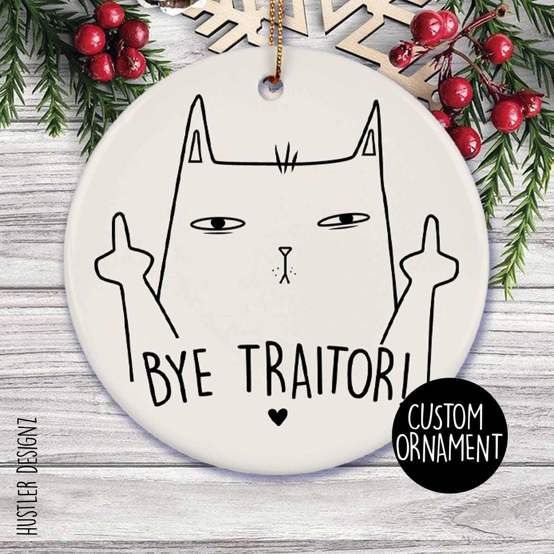 Bye Traitor Cat Ornament: Sarcastic Coworker Farewell & Retirement Gift ...