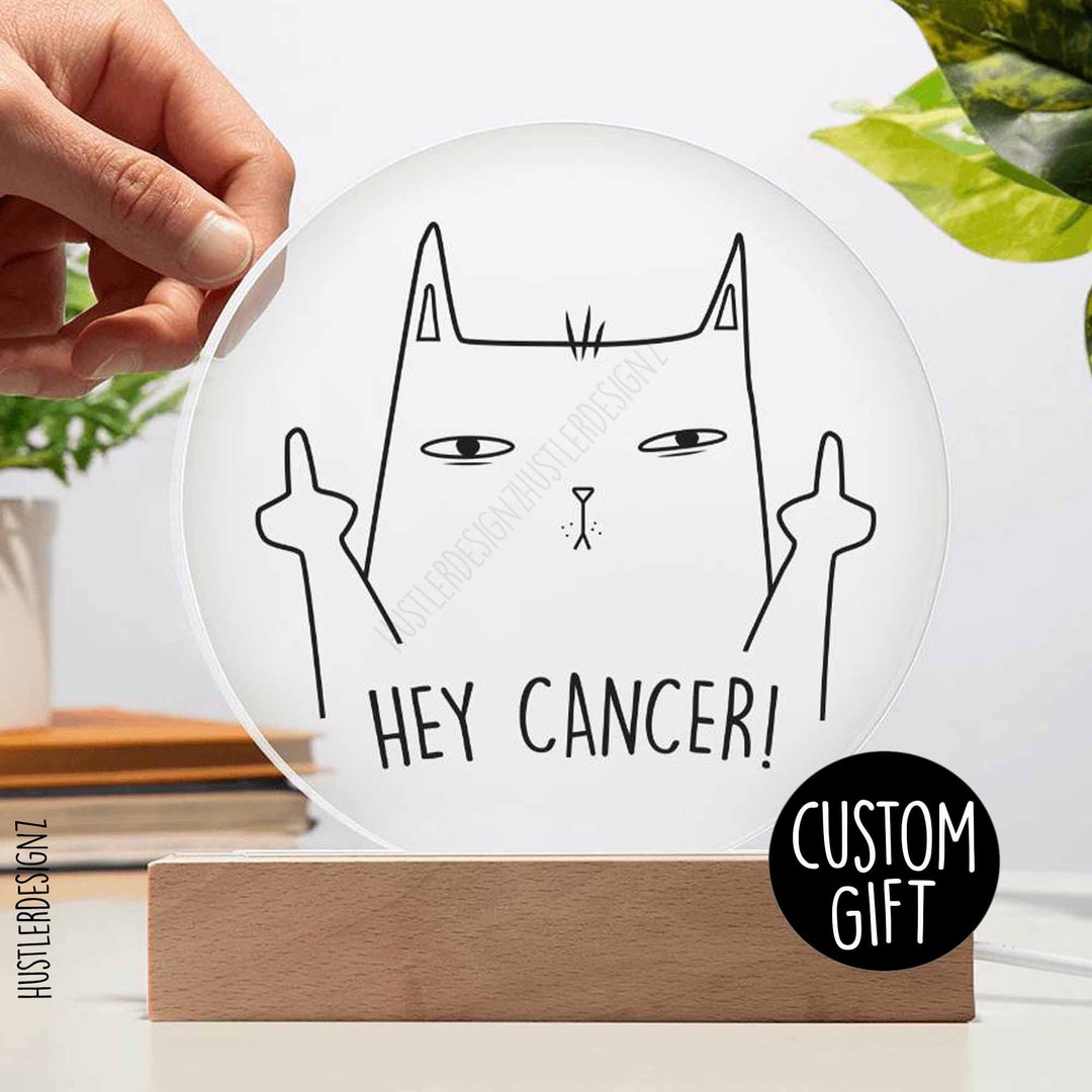 Personalized Cancer Cat Middle Finger Plaque: Triumph Over Cancer Gift ...
