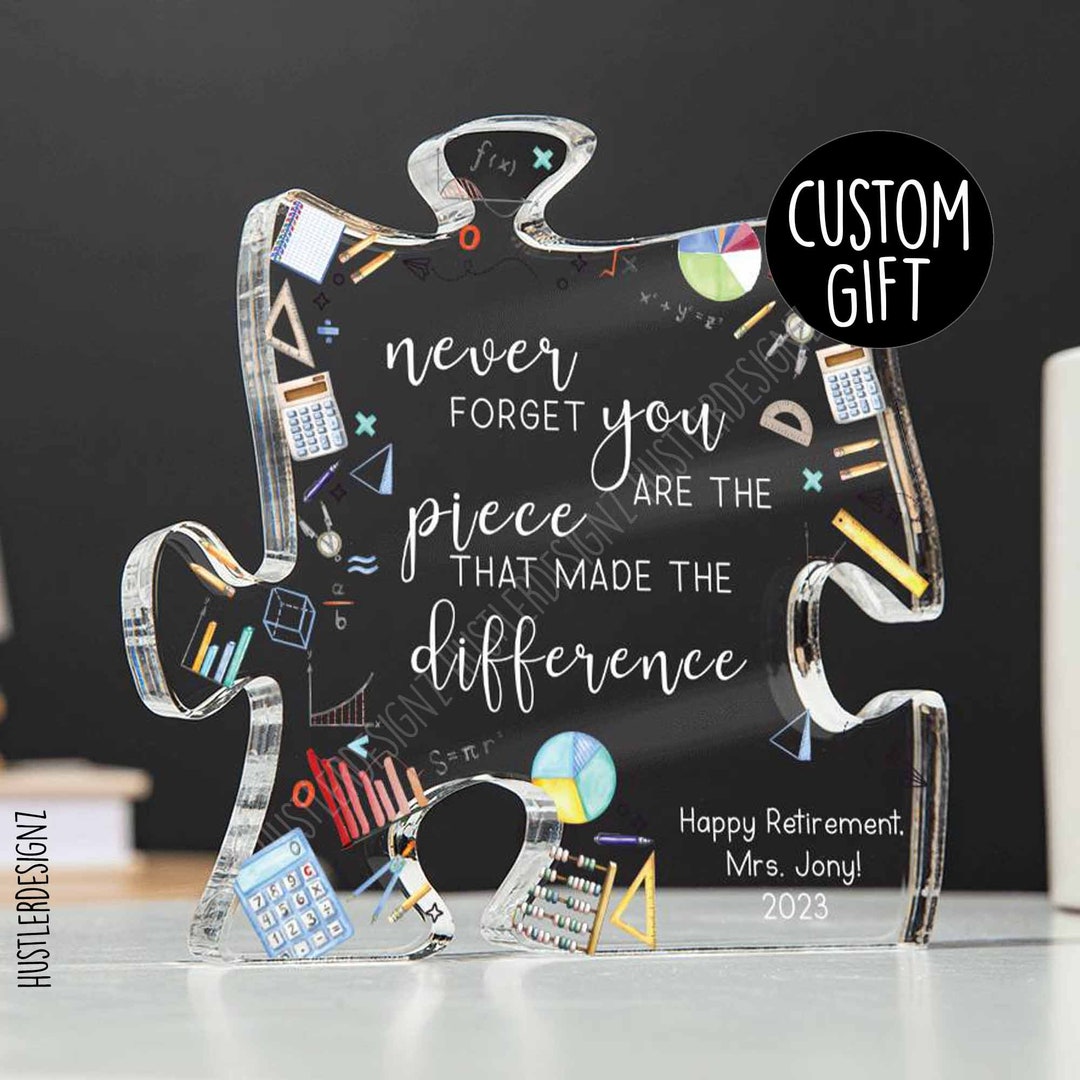Personalized Math Teacher Retirement Gift - Puzzle Acrylic Plaque ...