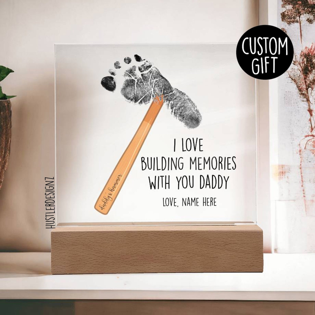 Personalized Footprint Art Keepsake for Dad I Love Building Memories ...
