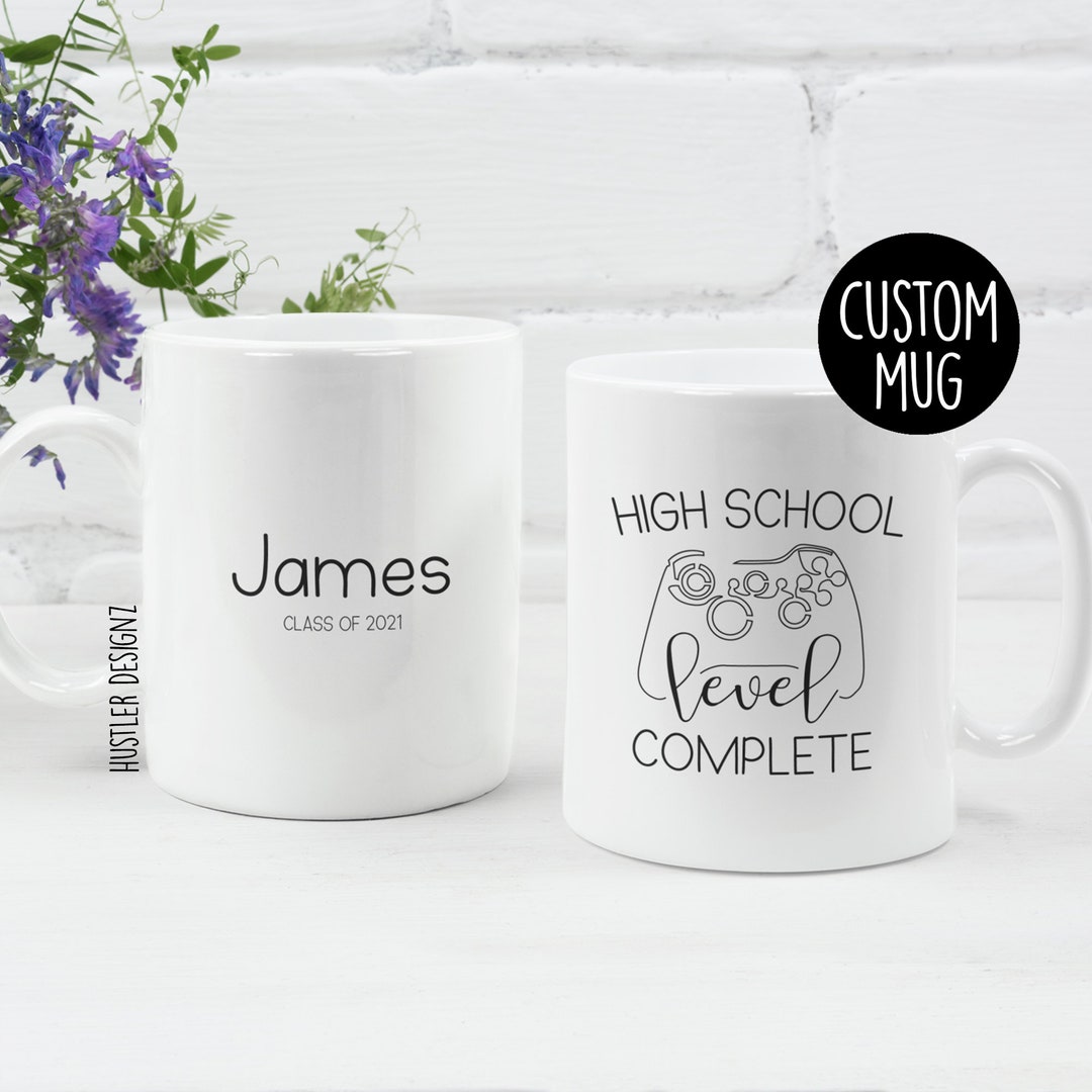 High School Level Complete Mug – Funny Gamer Graduation Gift – Video ...